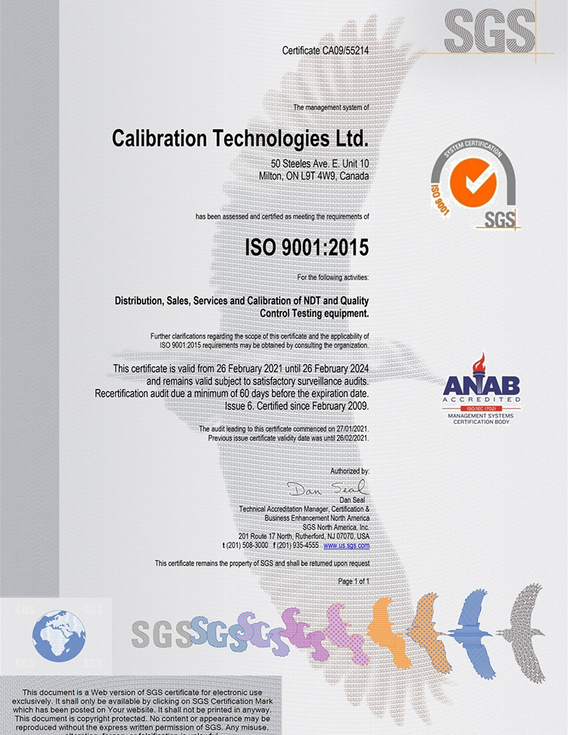 ISO Certification | CALibration TEChnologies Ltd.